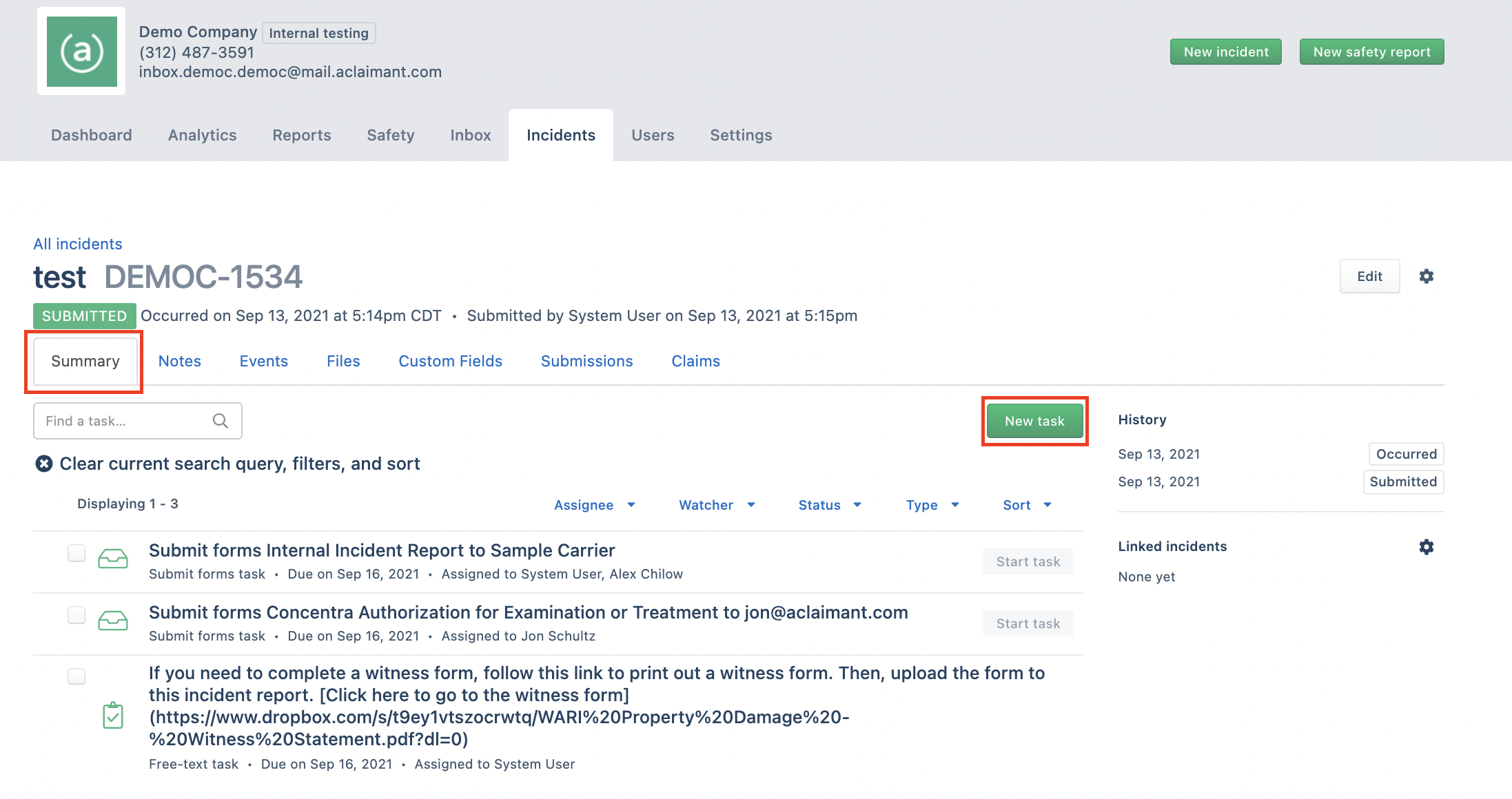 How To View Tasks Aclaimant