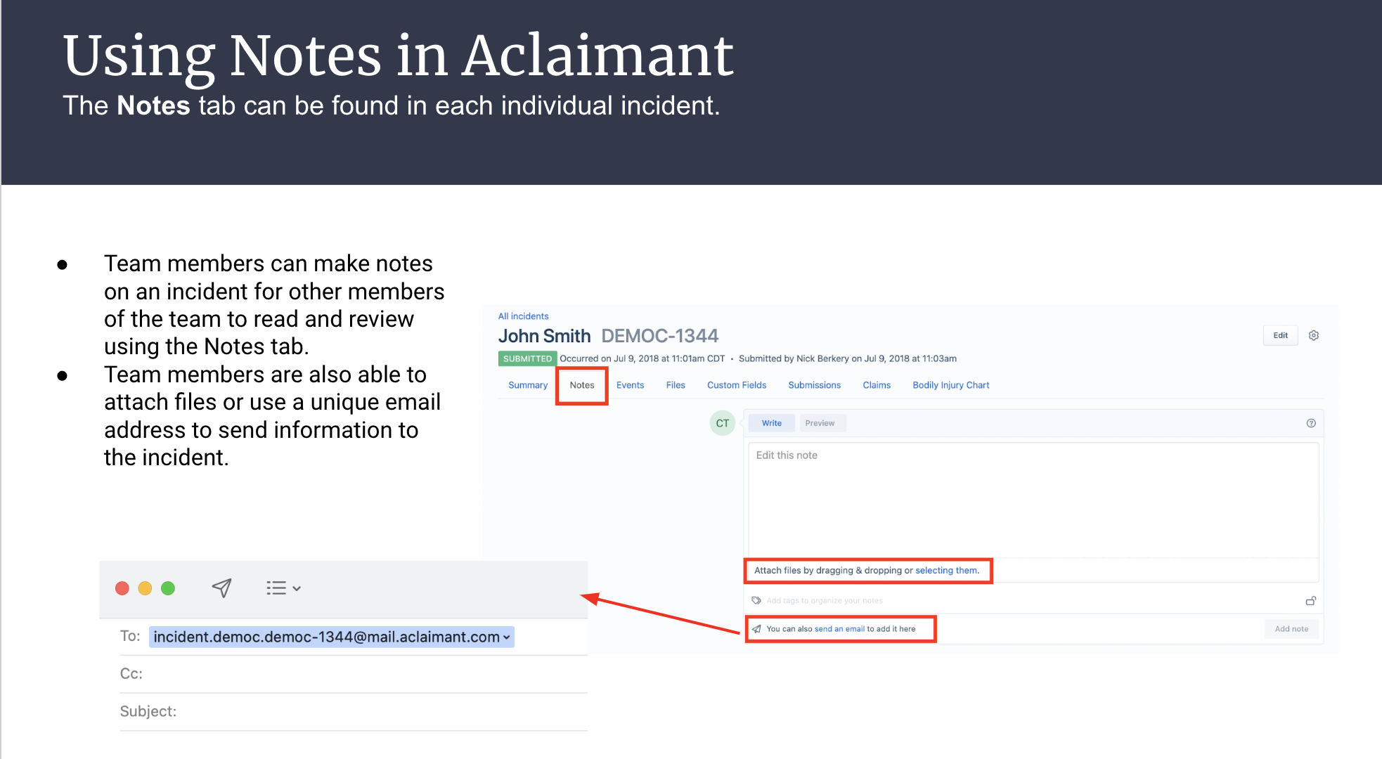 How to Use Notes – Aclaimant