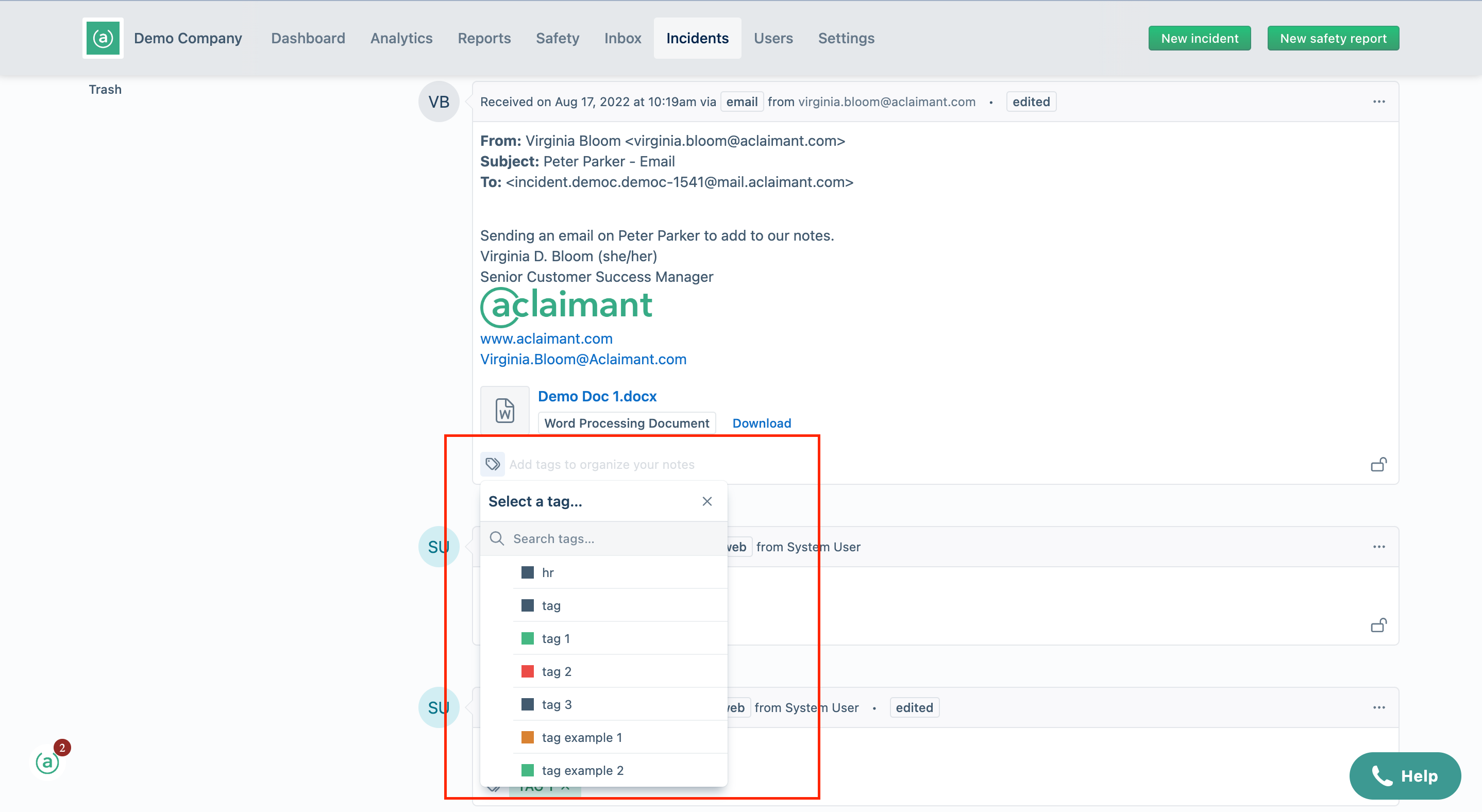 Using Tags in Aclaimant – Aclaimant